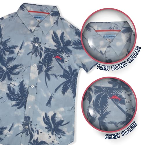 Tommy Bahama Boys Short Sleeve Shirt, Blue Palms, Size 5/6