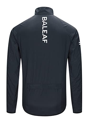 baleaf Men's Cycling Windbreaker Jackets Lightweight Windproof Packable Pockets Reflective Water-resistant UPF40+ All Weather Black M