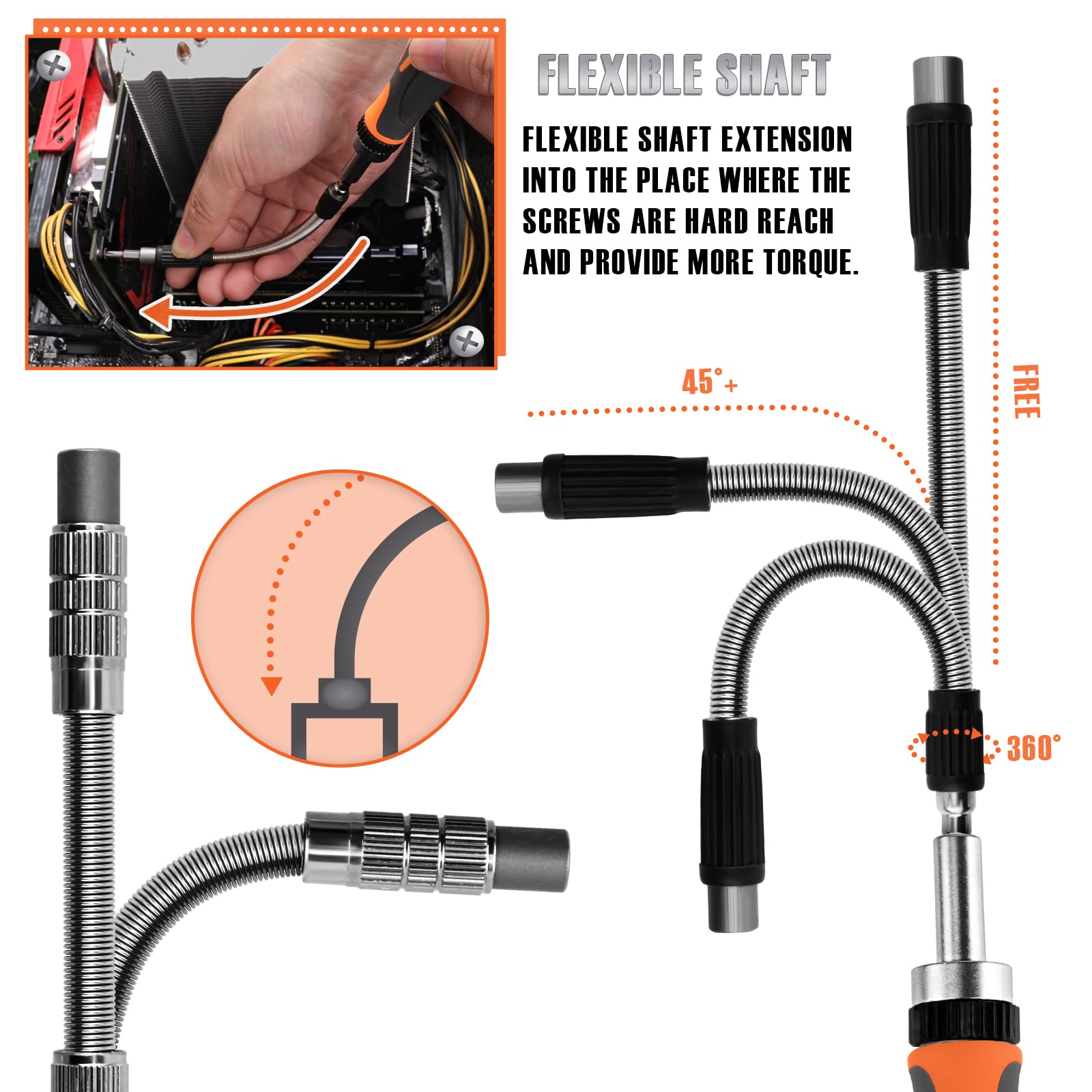 BTEC Ratcheting Screwdriver Set 68 in 1 Socket Set & Magnetic Screwdriver Bit Set with Rotatable Ratchet Handles,extensions bar and Storage Case for Computer/Bike/Car/Electronics Maintenance