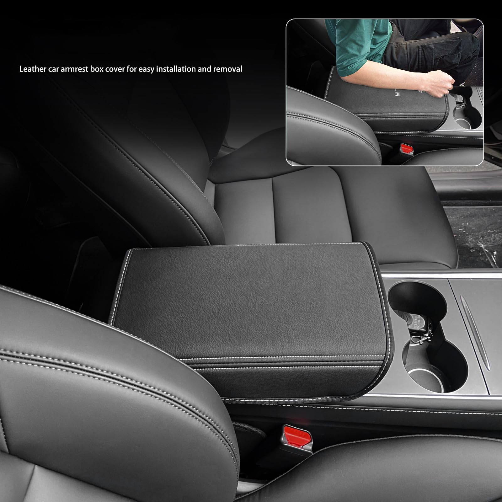 MASHA Car Armrest Box Cover for Tesla Model 3 Model Y 2017-2022 2023 2024 Central Control Armrest Decoration Interior Car Accessories