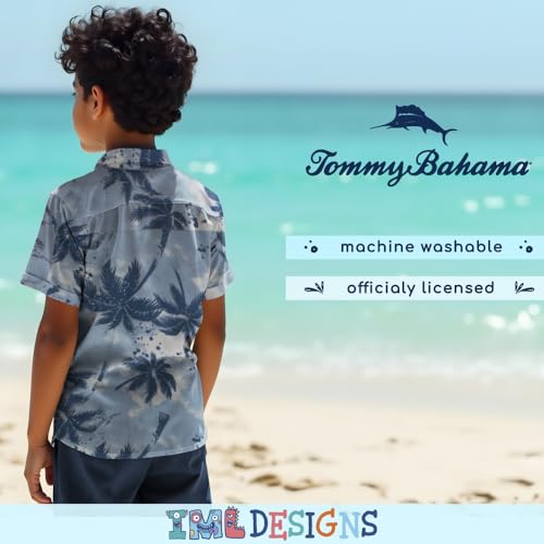 Tommy Bahama Boys Short Sleeve Shirt, Blue Palms, Size 5/6