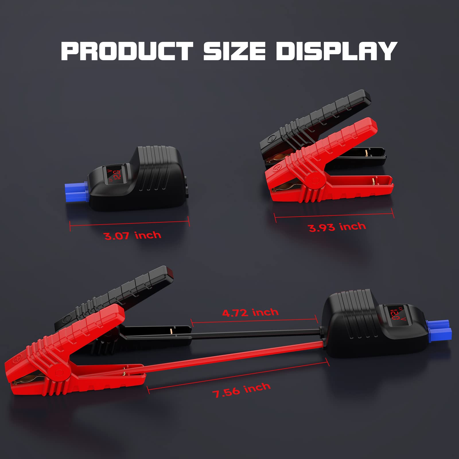 Smart Jump Starter Clamps, DBPOWER Battery Booster Replacement Alligator Clamps, Intelligent Jumper Cables with LCD Screen Compatible with DBPOWER DJS50 12V Car Jump Starters