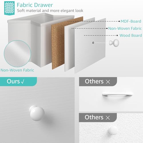 BOLUO White Nightstands Set of 2, 2 Drawer Dresser for Bedroom Night Stand Small Dresser End Table with Drawers Modern