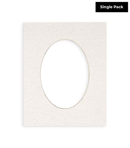 CountryArtHouse White Linen Canvas Acid Free 7x10 Oval Picture Frame Mat with White Core Bevel Cut for 5.5x8.5 Pictures - Fits 7x10 Frame - Pack of 1 Matboard