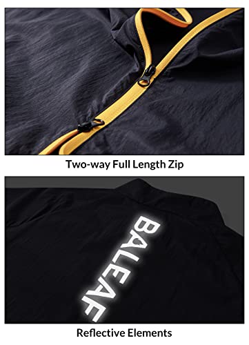 baleaf Men's Cycling Windbreaker Jackets Lightweight Windproof Packable Pockets Reflective Water-resistant UPF40+ All Weather Black M