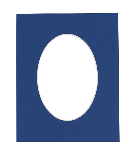CountryArtHouse Bottle Blue Acid Free 6x9 Oval Picture Frame Mat with White Core Bevel Cut for 3x5 Pictures - Fits 6x9 Frame - Pack of 1 Matboard