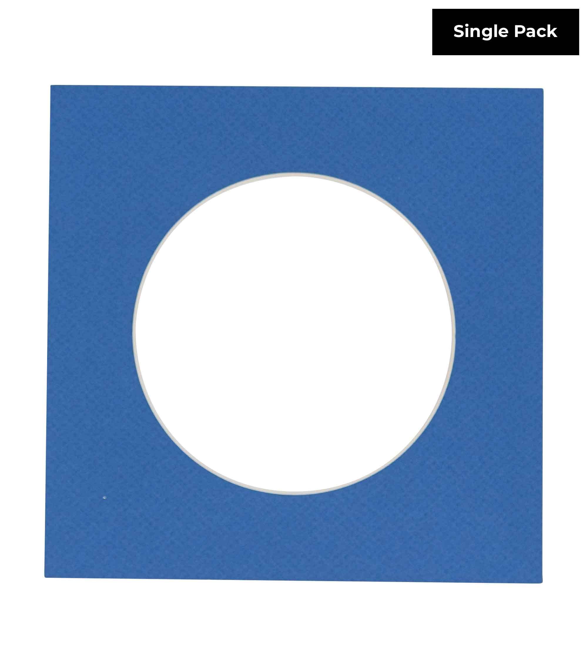CountryArtHouse Royal Blue Acid Free 10x10 Circle Picture Frame Mat with White Core Bevel Cut for 6x6 Pictures - Fits 10x10 Frame - Pack of 1 Matboard