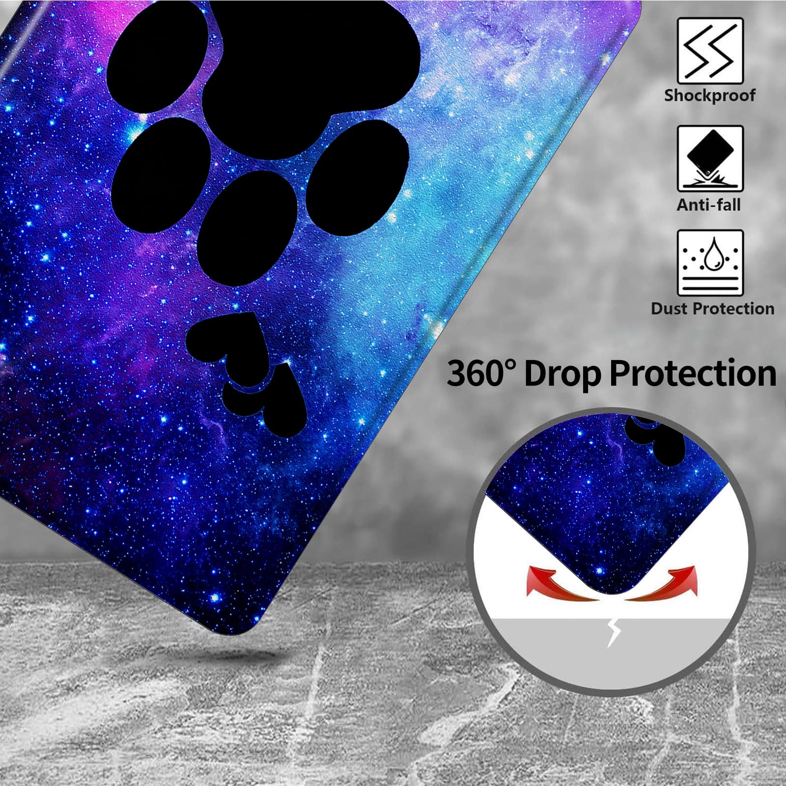 for Samsung Galaxy Tab A8 10.5 inch 2022 Model (SM-X200/X205/X207),360 Degree Rotating Folding Stand Protective Cover with Auto Sleep/Wake for Samsung Tablet,Animals Dog Paws Galaxy