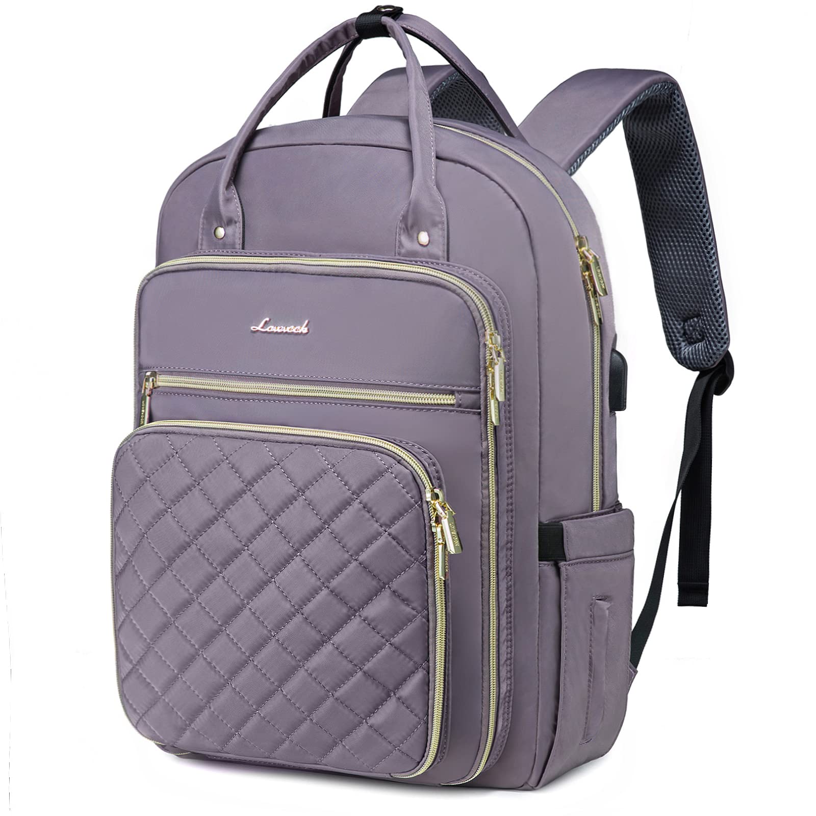 LOVEVOOK Laptop Backpack for Women, Water Resistant Travel Work Backpacks Purse Stylish College Bookbag Business Teacher Nurse Computer Bag with USB Charging Port, Fits 15.6" Laptop