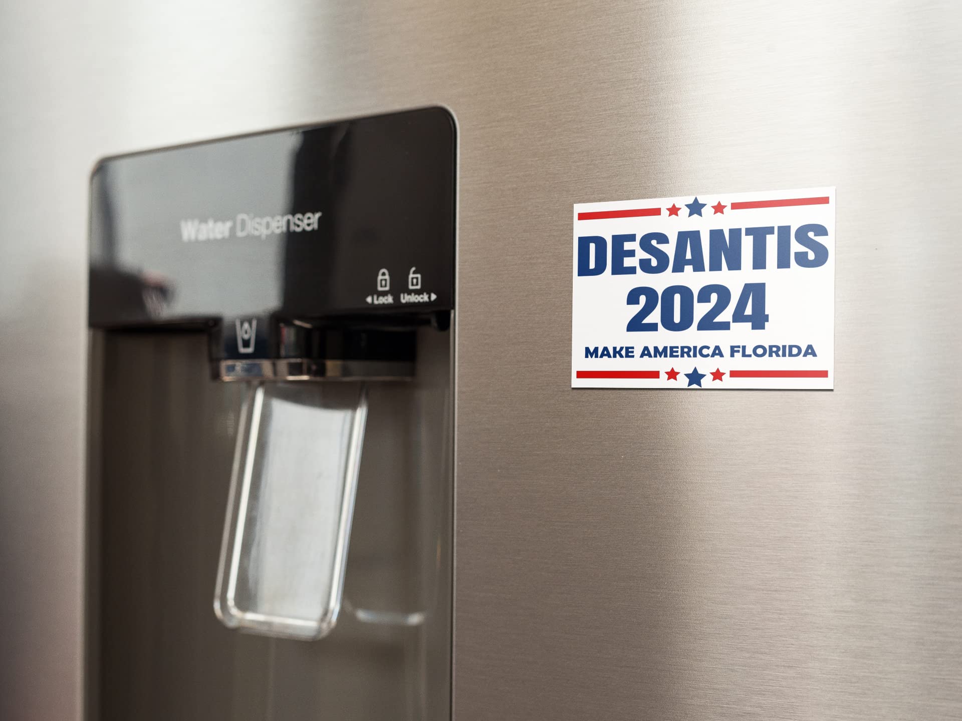 Bumper Sticker Magnet Sign | Ron Desantis President 2024 Magnet | Car Bumper Vinyl Magnet | Funny Tool Box Magnet Sign - 6x4 in. FJB Desantis 24 Make America Florida Stars