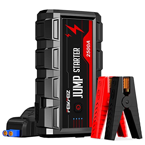 FEIKFEIZ Car Jump Starter, 2500A Peak 22800mAh 12V Car Battery Starter(Up to All Gas, 8.0L Diesel Engine), with USB Quick Charge 3.0,LED Light.
