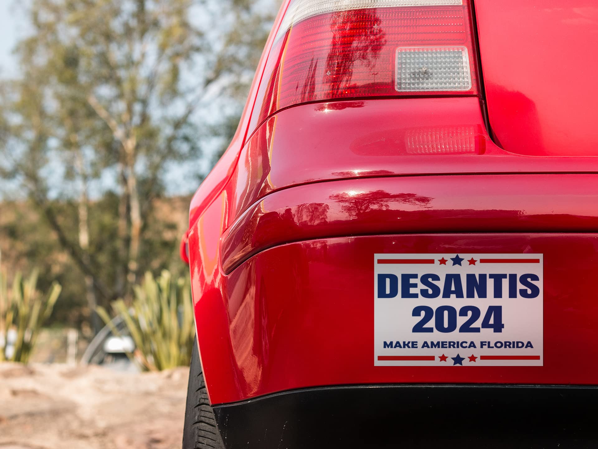 Bumper Sticker Magnet Sign | Ron Desantis President 2024 Magnet | Car Bumper Vinyl Magnet | Funny Tool Box Magnet Sign - 6x4 in. FJB Desantis 24 Make America Florida Stars