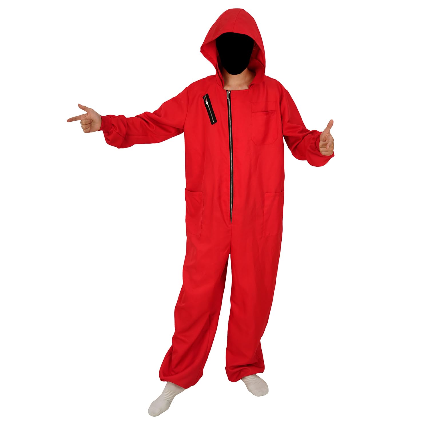 Uisozsfeb Unisex Red Jumpsuits Mask Halloween Party Costume Full Set(20284, M)