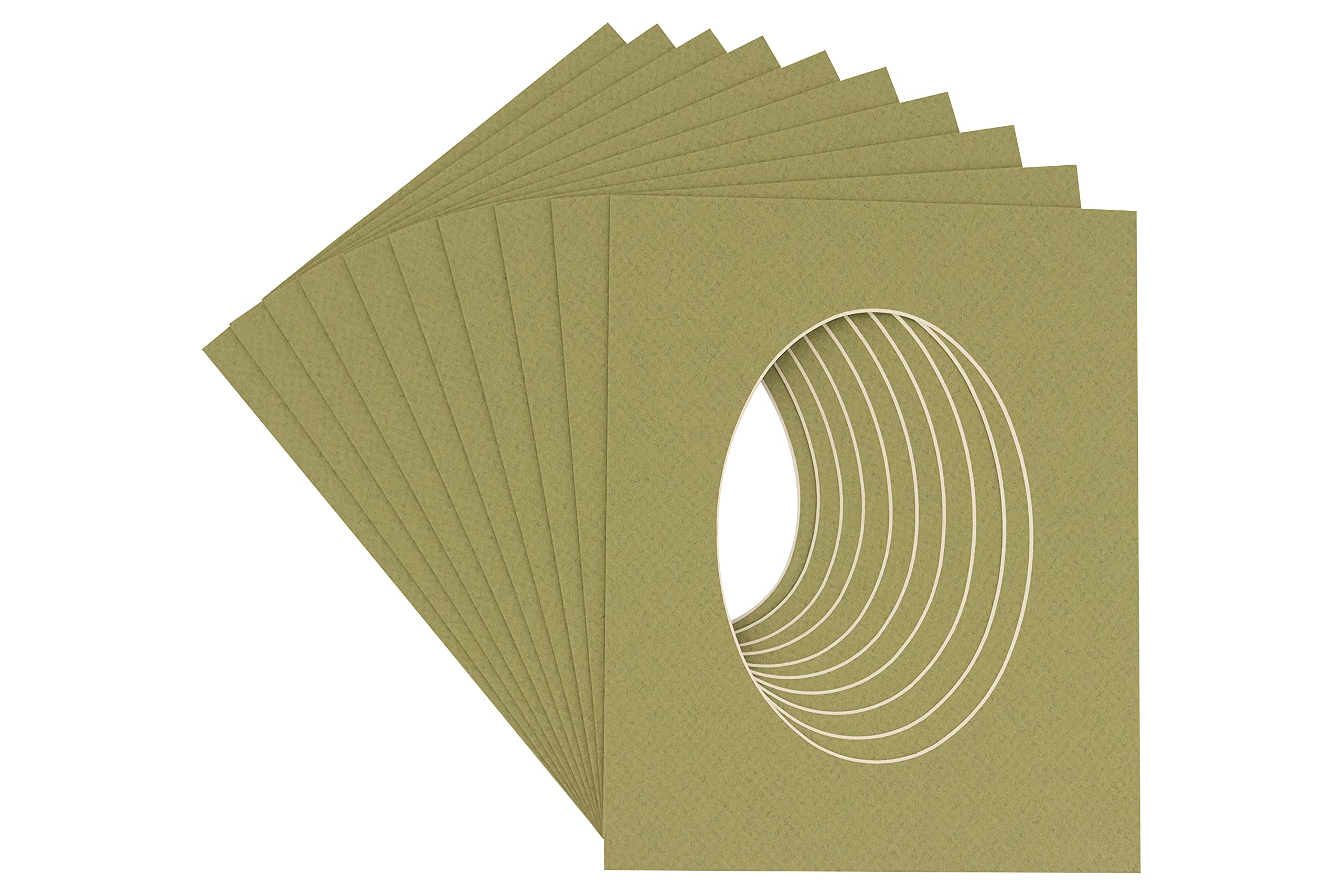 CountryArtHouse Valley Green Acid Free 11x17 Oval Picture Frame Mat with White Core Bevel Cut for 9x14 Pictures - Fits 11x17 Frame - Pack of 1 Matboard
