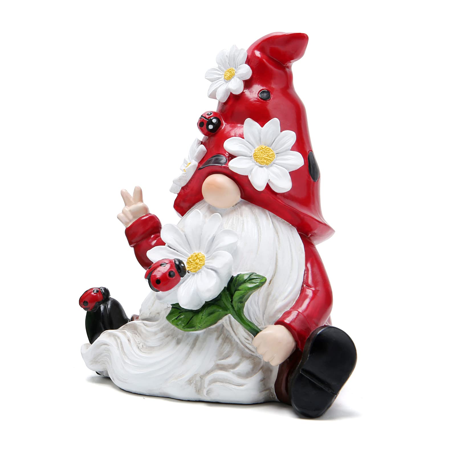 Hodao Ladybug Gnomes 6" H Ladybug Kitchen Tiered Tray Decor Ladybird Gnomes Resin Swedish Tomte Scandinavian Figurine Spring Summer Decorations Indoor Home Decor