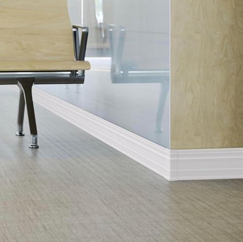 PRO FLEX White Vinyl Wall Base Decor, 6 Inch X 40 Ft Trim With Super Strong Peel and Stick Adhesive Back - Flexible Self Stick Vinyl Floor Base - Easy Install