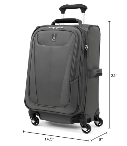 Travelpro Maxlite 5 Softside Expandable Carry on Luggage with 4 Spinner Wheels, Lightweight Suitcase, Men and Women, Shadow Grey, Carry On 21-Inch
