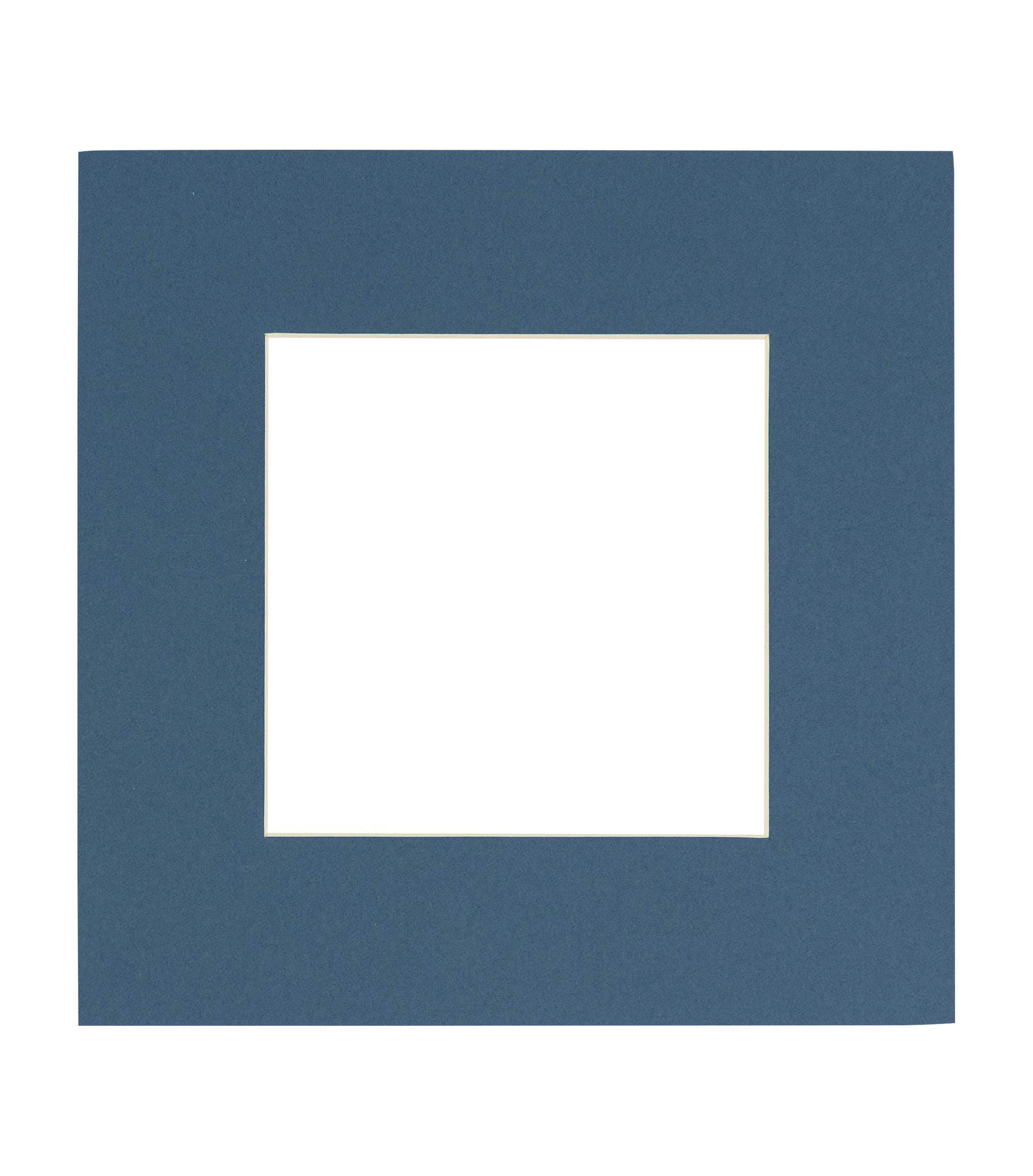 CountryArtHouse Steel Blue Acid Free 24x24 Square Picture Frame Mat with White Core Bevel Cut for 8x8 Pictures - Fits 24x24 Frame - Pack of 1 Matboard