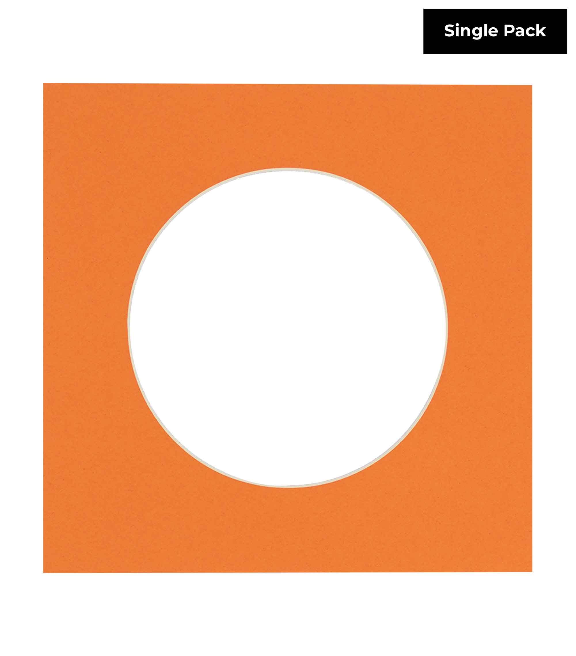 CountryArtHouse Orange Acid Free 16x16 Circle Picture Frame Mat with White Core Bevel Cut for 5x5 Pictures - Fits 16x16 Frame - Pack of 1 Matboard