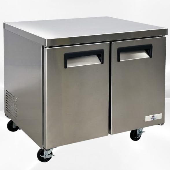 Under Counter Freezer 36" Stainless Steel Commercial Freezer NSF 2 doors 2 shelves, capacity 8 cuft 0°F to -8°F 115V/60HZ Restaurant- UUC36F