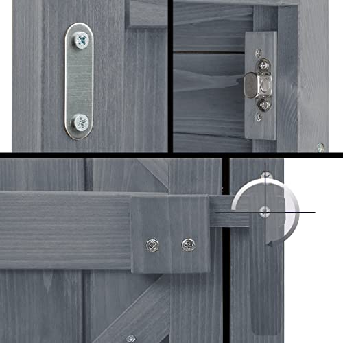 Outdoor Storage Cabinet, Wood Garden Shed, Waterproof Tool Furniture with Shelves, Door, Adjustable Legs for Yard, Patio, Deck