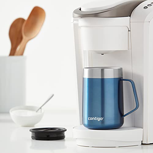 Contigo Streeterville Stainless Steel Vacuum-Insulated Mug with Handle and Splash-Proof Lid, 2-Pack, 14 oz., Sake and Blue Corn