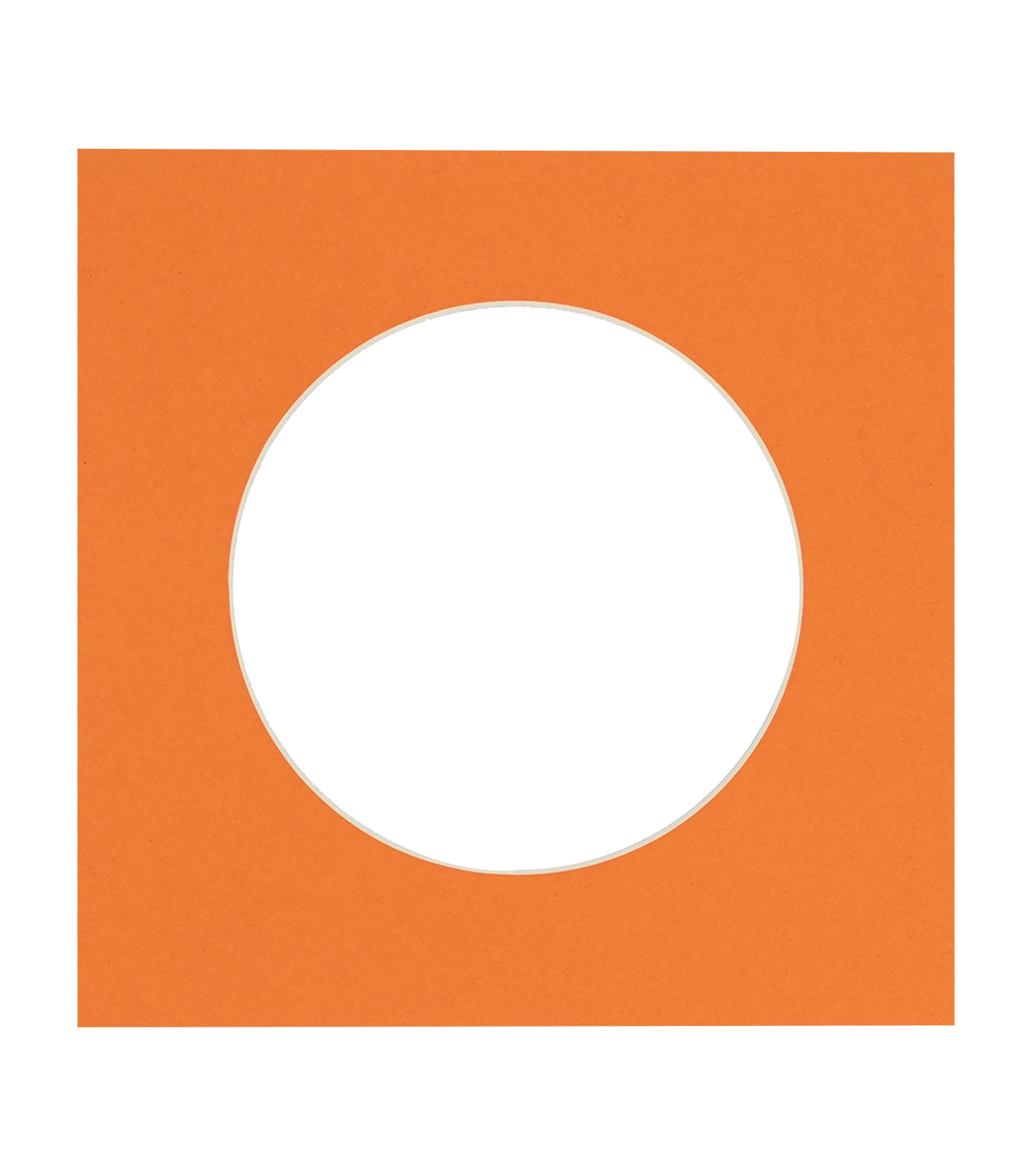 CountryArtHouse Orange Acid Free 16x16 Circle Picture Frame Mat with White Core Bevel Cut for 5x5 Pictures - Fits 16x16 Frame - Pack of 1 Matboard