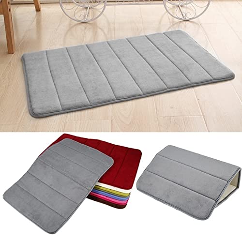 C-LARSS Memory Foam Floor Mat, Comfortable Quick Drying Bathroom Rugs, Non-Slip Ultra Absorbent Mat for Shower Wine Red