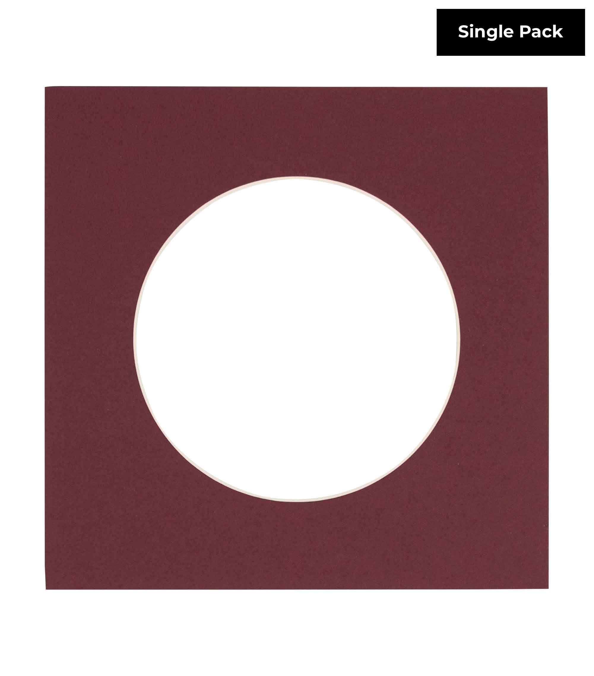 CountryArtHouse Maroon Acid Free 15x15 Circle Picture Frame Mat with White Core Bevel Cut for 11x11 Pictures - Fits 15x15 Frame - Pack of 1 Matboard