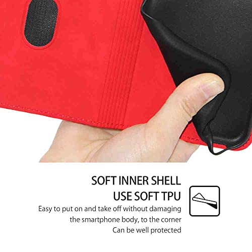 CyrGuard Phone Cover Wallet Folio Case for Oppo Reno 2, Premium PU Leather Slim Fit Cover for Reno 2, Good Design, Red