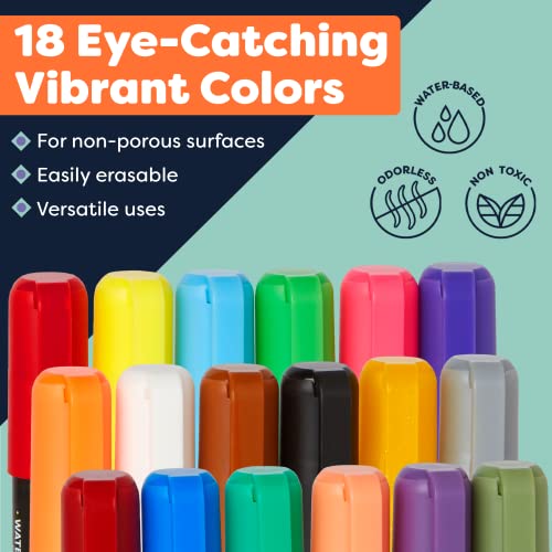 CHALK MARKERS By FANTASTIC ChalkTastic MEGA 18 Pack, BEST for Kids Art, Menu Board Bistro Boards - Glass & Window Paint Marker Pens - Reversible 6mm Fine or Chisel Tip