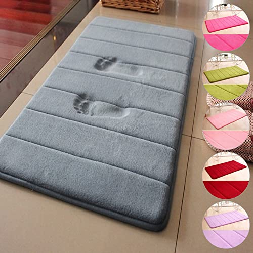 C-LARSS Memory Foam Floor Mat, Comfortable Quick Drying Bathroom Rugs, Non-Slip Ultra Absorbent Mat for Shower Wine Red