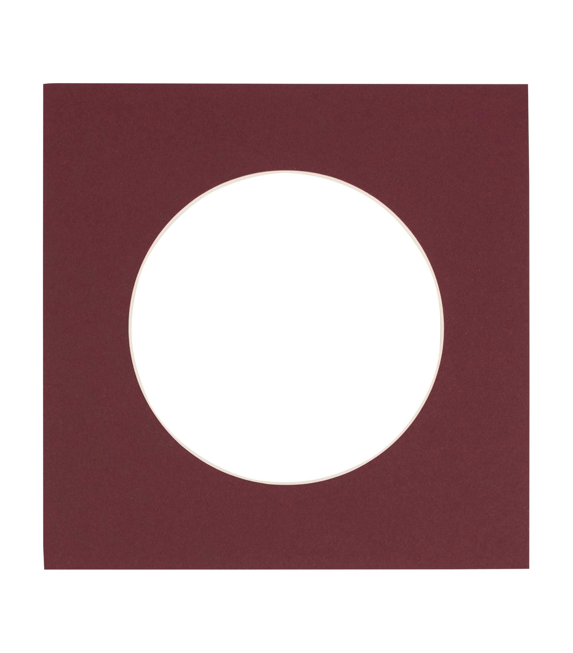 CountryArtHouse Maroon Acid Free 15x15 Circle Picture Frame Mat with White Core Bevel Cut for 11x11 Pictures - Fits 15x15 Frame - Pack of 1 Matboard