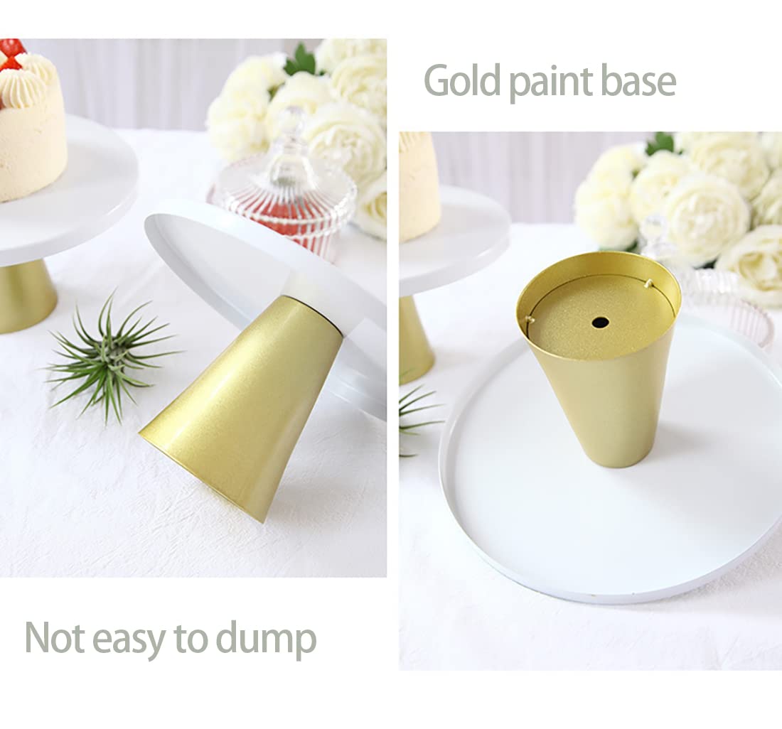 2pcs Modern Metal White-Gold Cake Stands Plate Set, Dessert and Cupcake Serving Display for Weddings, Parties, or Modern Home Decor