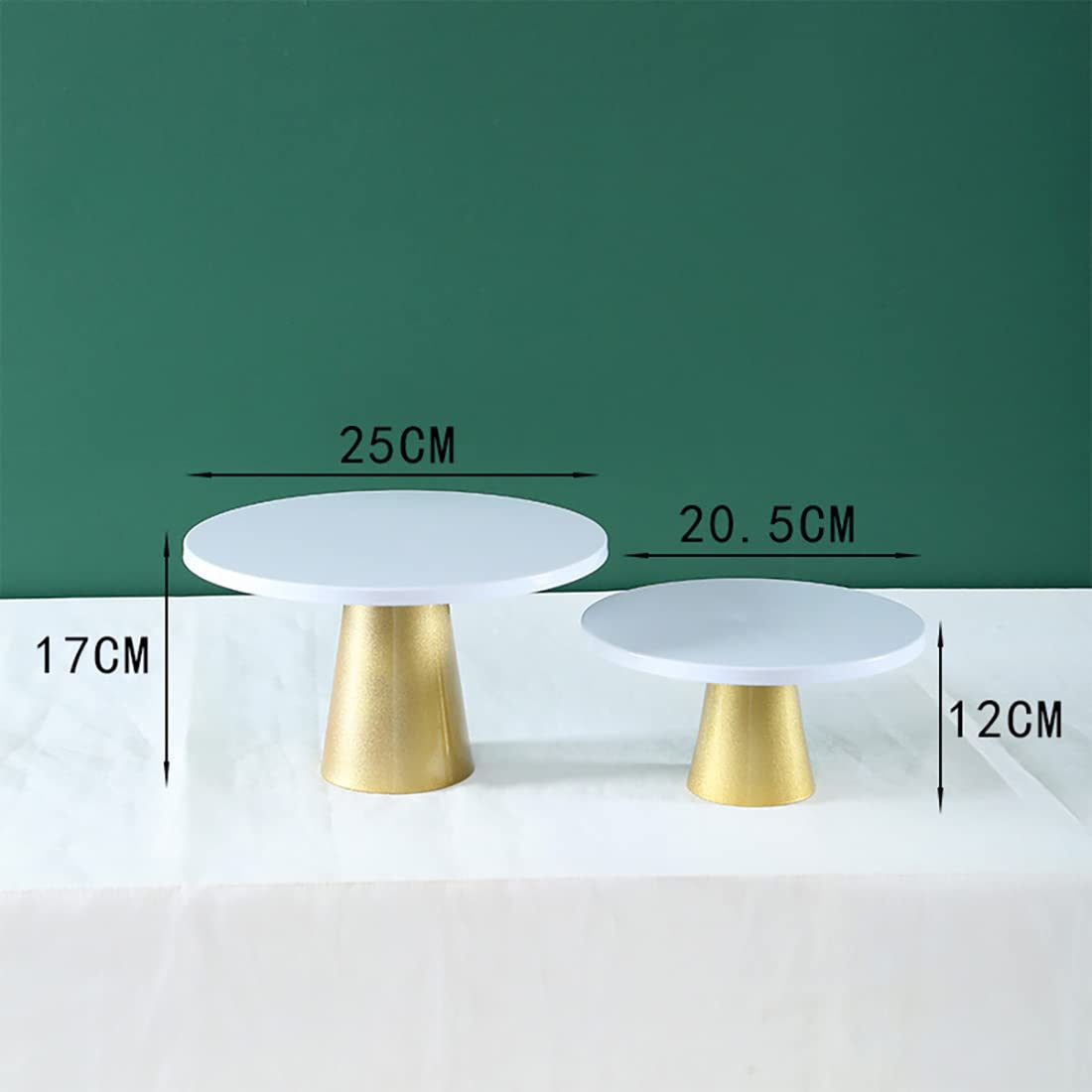 2pcs Modern Metal White-Gold Cake Stands Plate Set, Dessert and Cupcake Serving Display for Weddings, Parties, or Modern Home Decor