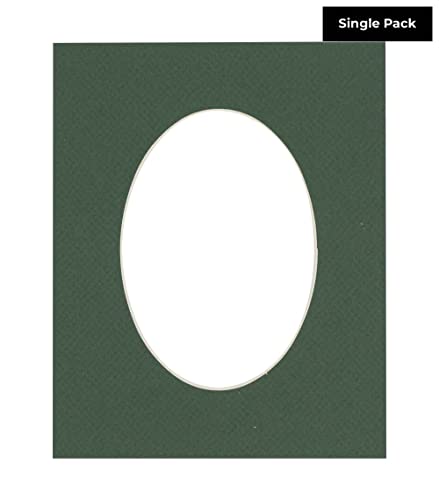 CountryArtHouse Hunter Green Acid Free 11.7x16.5 Oval Picture Frame Mat with White Core Bevel Cut for 8.5x11 Pictures - Fits 11.7x16.5 Frame - Pack of 1 Matboard