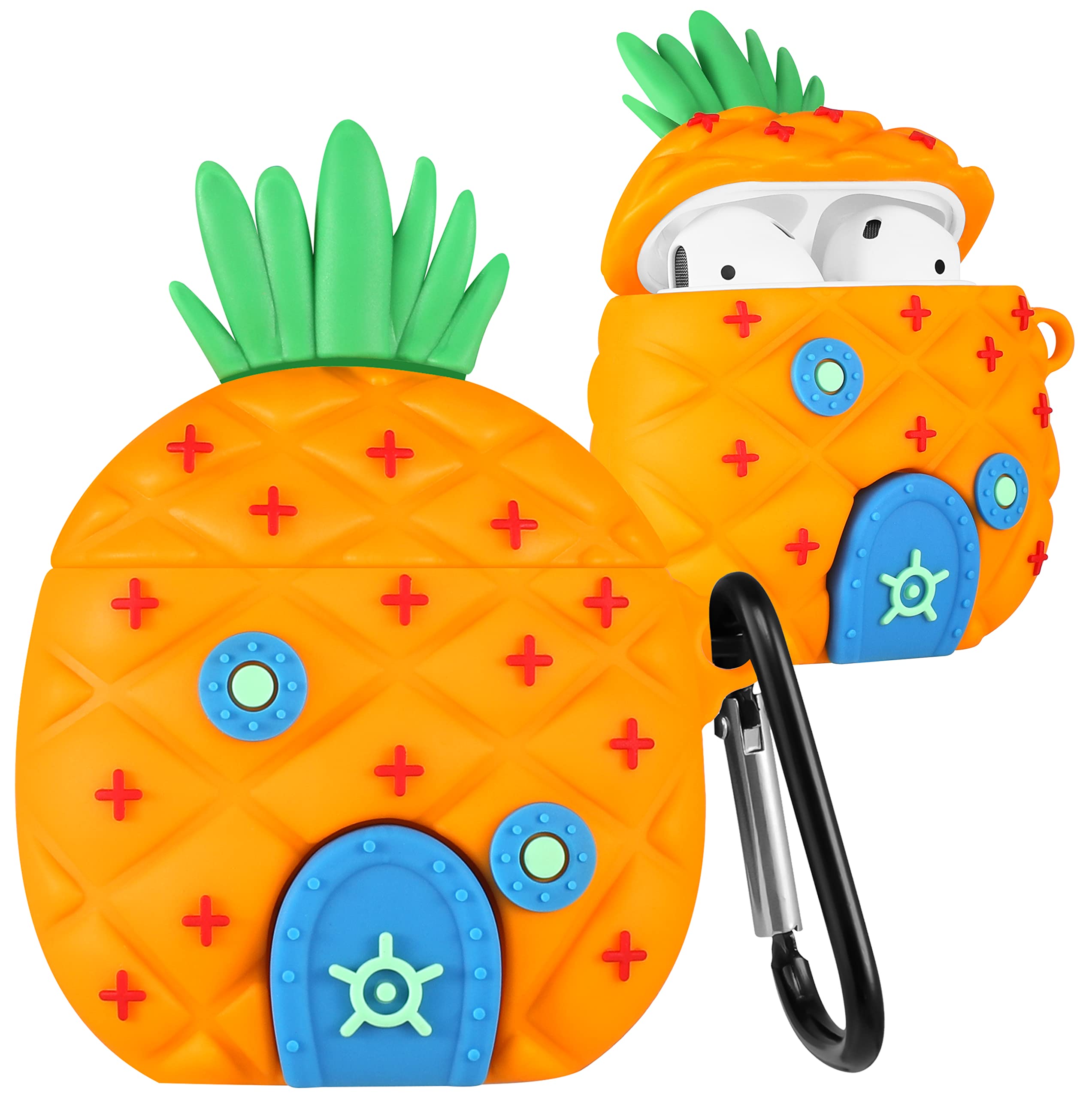 Besoar for AirPods 2&1 Case Cartoon Cute Kawaii Silicone Cases for Apple AirPod Air Pods 1/2 Design Cover Cool Unique Fashion Fun Funny Soft Coves for Girls Girly Boys(Pineapple House)