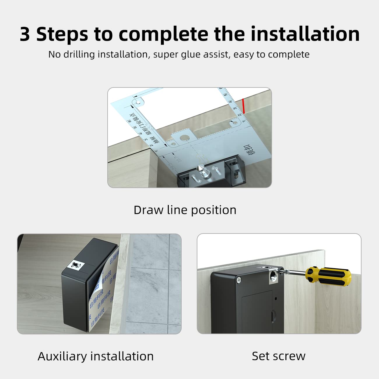 Rixiang RFID Electronic Cabinet Lock Hidden DIY for Wooden Cabinet Locker Drawer Cupboard Latch Lock
