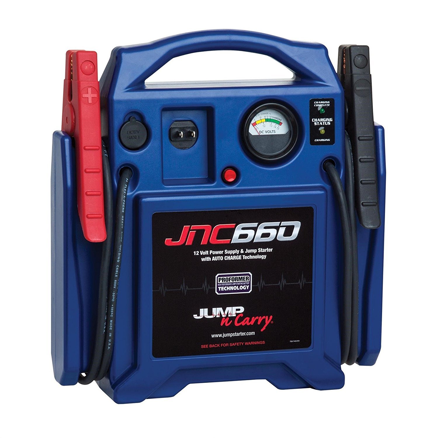 Clore Automotive Jump-N-Carry JNC770R 1700 Peak Amp Premium 12 Volt Jump Starter Bundle - Red