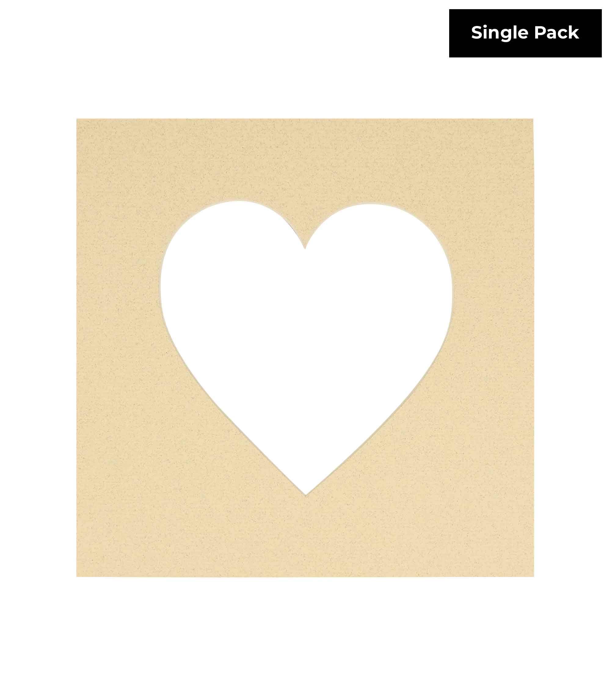 CountryArtHouse Tan Acid Free 16x16 Heart Picture Frame Mat with White Core Bevel Cut for 12x12 Pictures - Fits 16x16 Frame - Pack of 1 Matboard