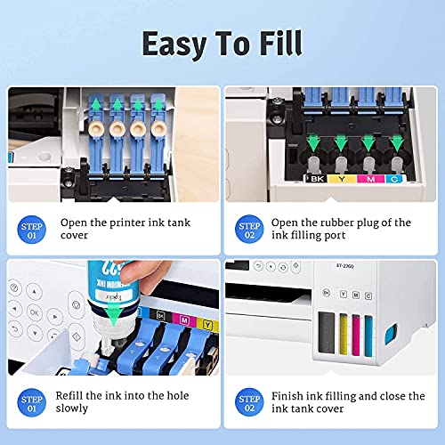 Topkolor Compatible Ink Bottle for 522 T522 Refill Ink for ET-2720 ET-2800 ET-2803 ET-2710 ET-4700 ET-4800 ET-1110 Printer, 4-Bottle