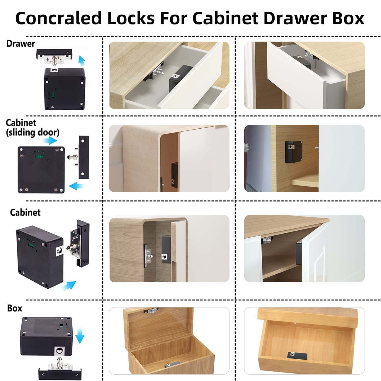 Rixiang RFID Electronic Cabinet Lock Hidden DIY for Wooden Cabinet Locker Drawer Cupboard Latch Lock
