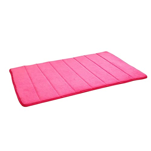 C-LARSS Memory Foam Floor Mat, Comfortable Quick Drying Bathroom Rugs, Non-Slip Ultra Absorbent Mat for Shower Rose Red