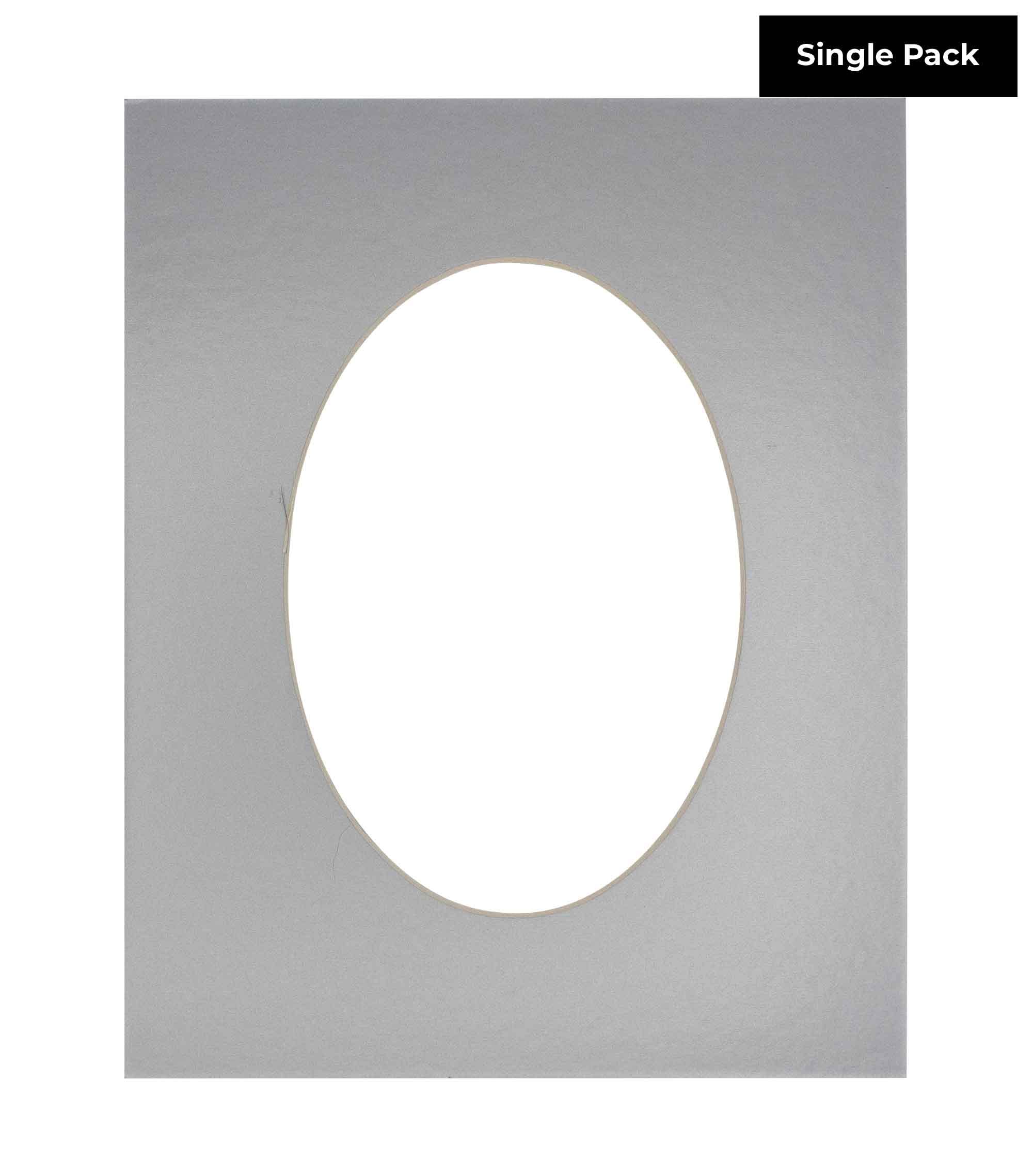 CountryArtHouse Metallic Silver Acid Free 8x12 Oval Picture Frame Mat with White Core Bevel Cut for 6x10 Pictures - Fits 8x12 Frame - Pack of 1 Matboard