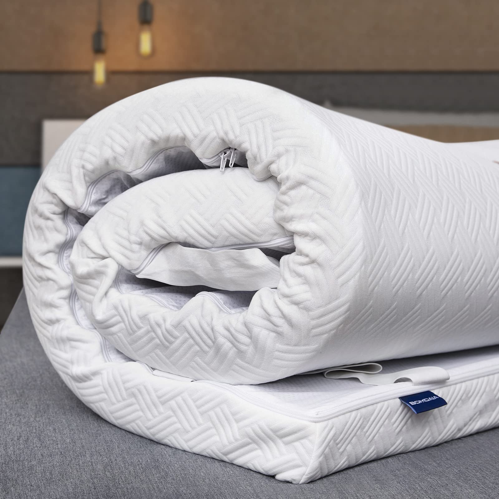 Bomdaia 3 Inch Gel Memory Foam Mattress Topper Full Size High Density Cooling Mattress Pad Pressure Relief Bed Topper for Back Pain, Bamboo Charcoal Foam Topper with Removable & Washable Cover