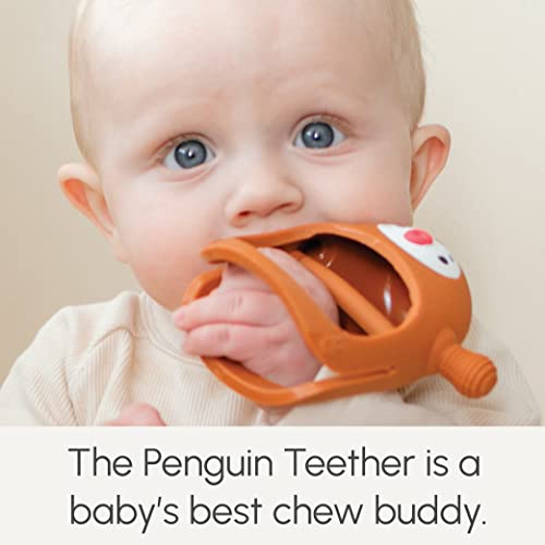 Smooch Penguin Mitten Teething Toys For Babies 0-6 Months, 12, 18 - Penguin Teethers For Babies Are Easy To Hold, Silicone Baby Teether Toys Are Soft Yet Durable - Provides Teething Pain Relief (Blue)