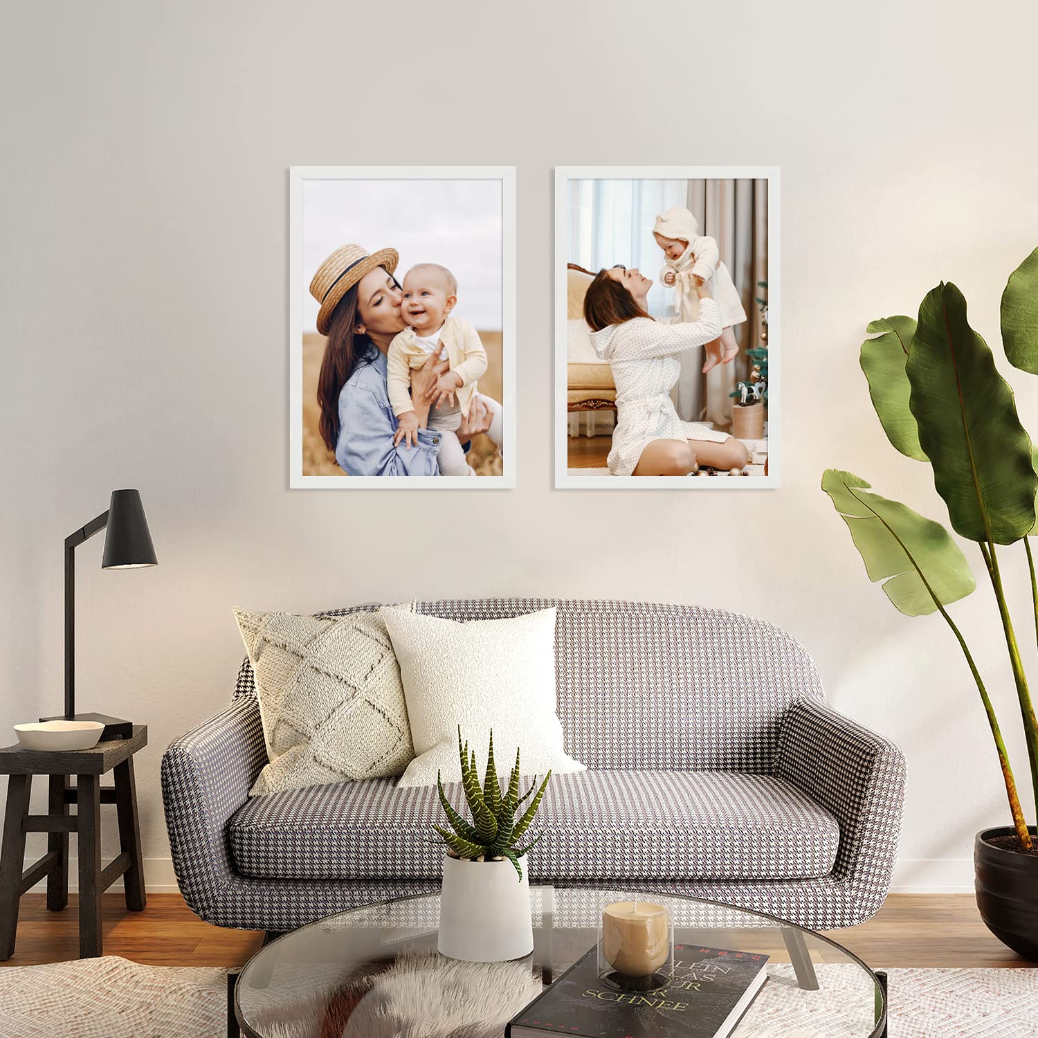 QTART 16 x 20 Poster Frame White Solid Wood 16x20 Frame, Wall Mounting Puzzle Frame 16x20 Without Mat for Home Decoration, 3 Pack