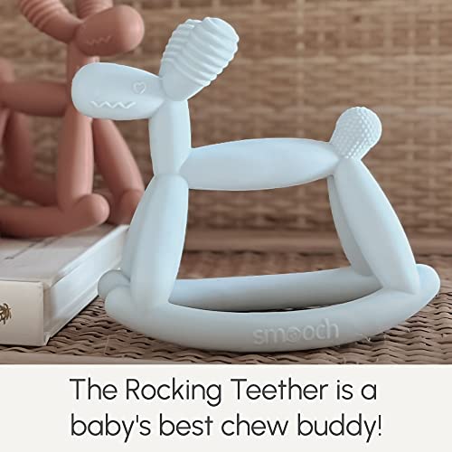 Smooch Rocking Teething Toys for Babies 0-6 Months, 12, 18 - Easy to Hold Silicone Baby Teether, Soft Infant Teething Toys Provides Baby Teething Relief & Soothes Sore Gums (Mint)