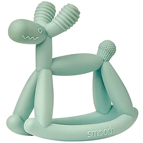 Smooch Rocking Teething Toys for Babies 0-6 Months, 12, 18 - Easy to Hold Silicone Baby Teether, Soft Infant Teething Toys Provides Baby Teething Relief & Soothes Sore Gums (Mint)