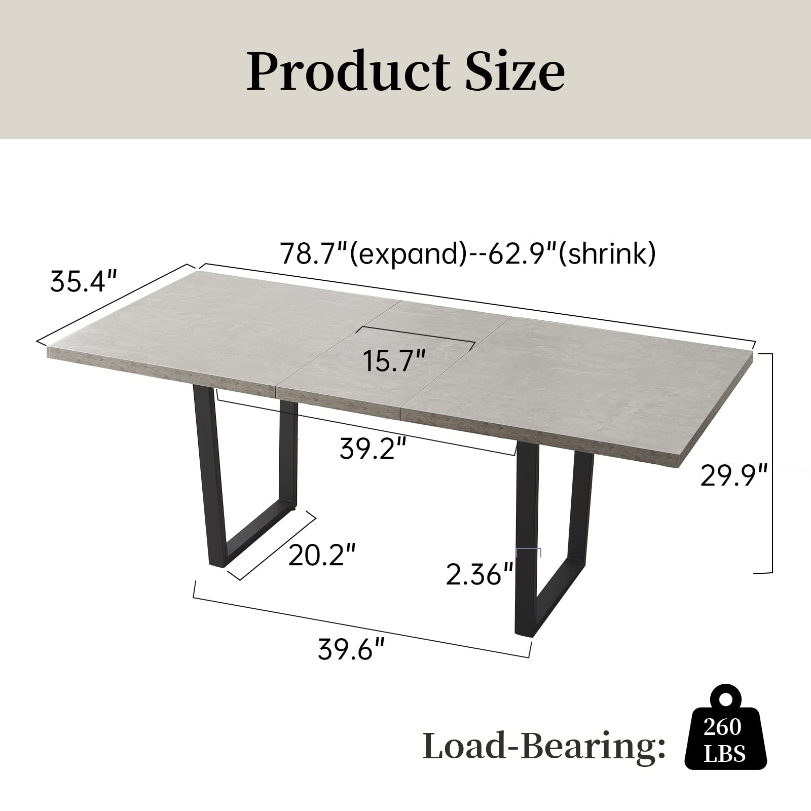 ZckyCine Modern Mid-Century Dining Table Set for 6-8 People Kitchen Dining Room Table Set Expandable Wood Dining Table Home Kitchen Furniture